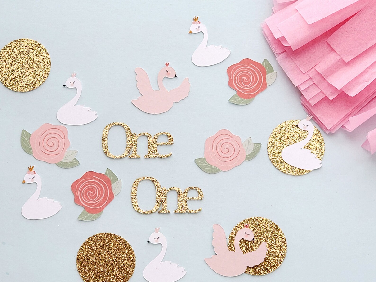 Swan First Birthday Party Confetti | Swan Princess Birthday Party | the ...