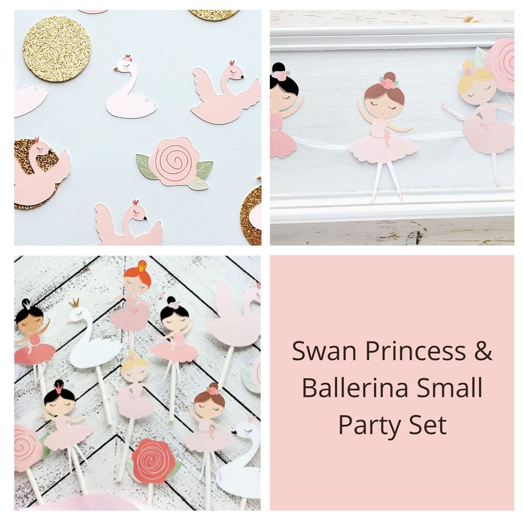 Swan Princess and Ballerina Small Party Set | Ballerina Cupcake Toppers ...