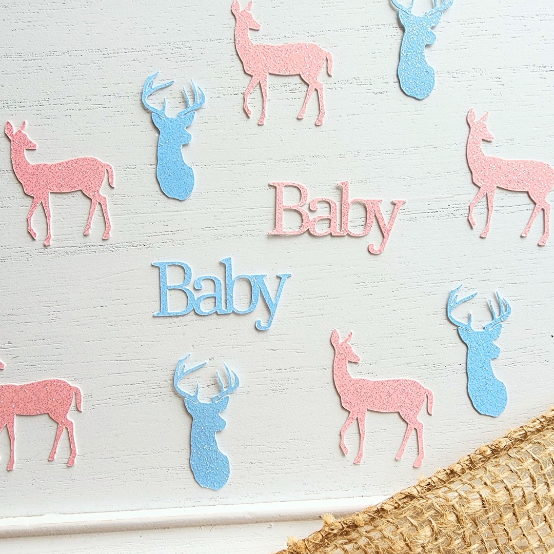 Personalized Buck and Doe Gender Reveal Confetti - Pink and Blue ...