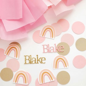 Pink Pastel Rainbow Confetti | Boho Pink Rainbow Party Confetti | Table ...