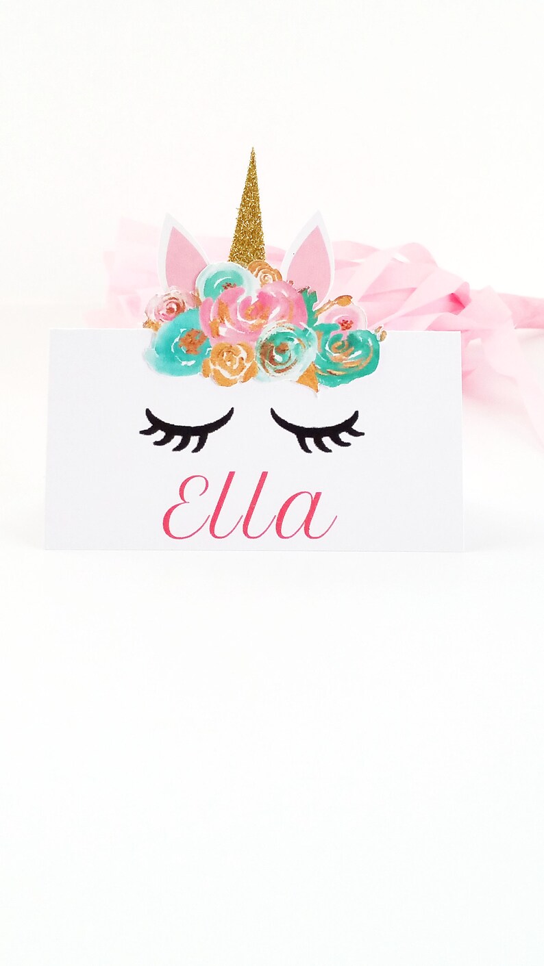 Place Cards - Mint and Gold Unicorn Place Cards - Etsy