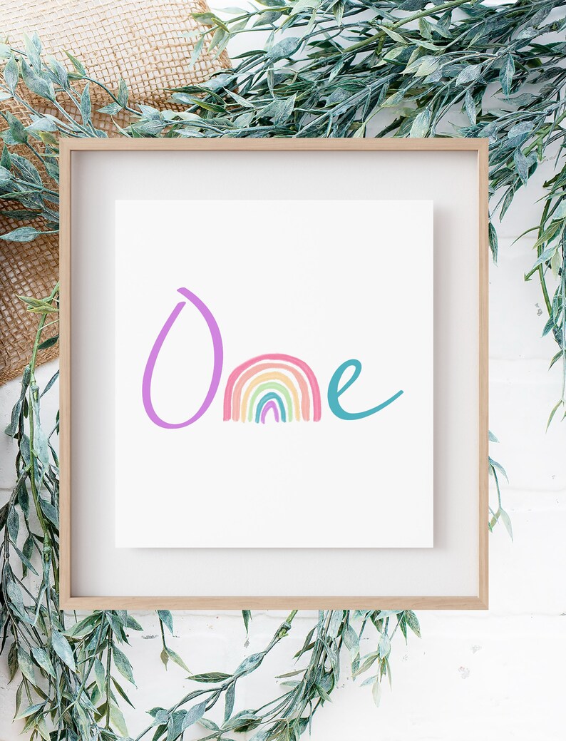 Printable Watercolor Rainbow One Sign 8 X 10 | Rainbow Party | Baby ...