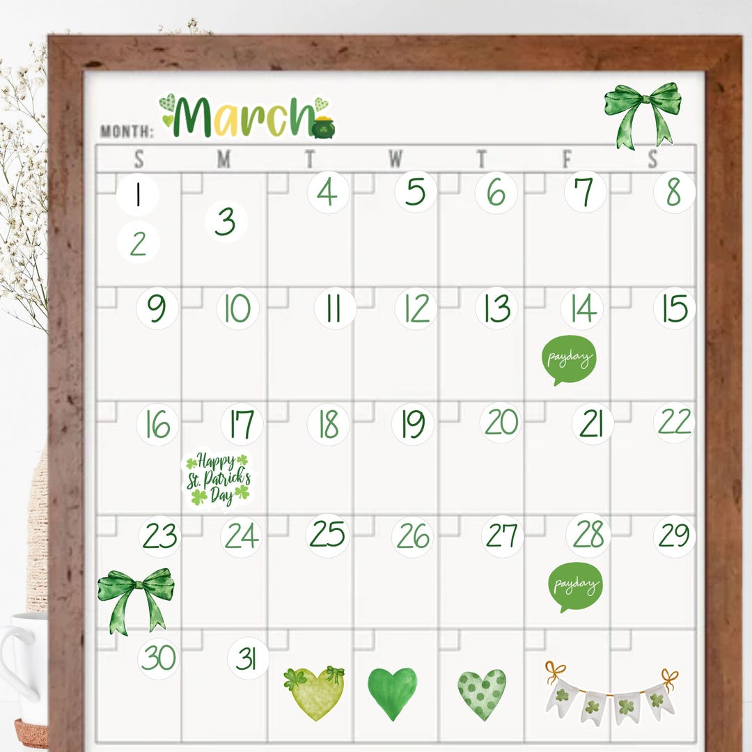 March Calendar Month Magnets | Custom Magnets for Whiteboards ...