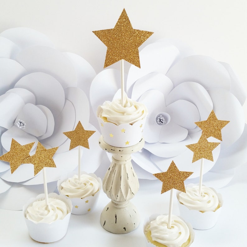 Silver Twinkle Twinkle Little Star Cupcake Toppers-star Party Decor ...