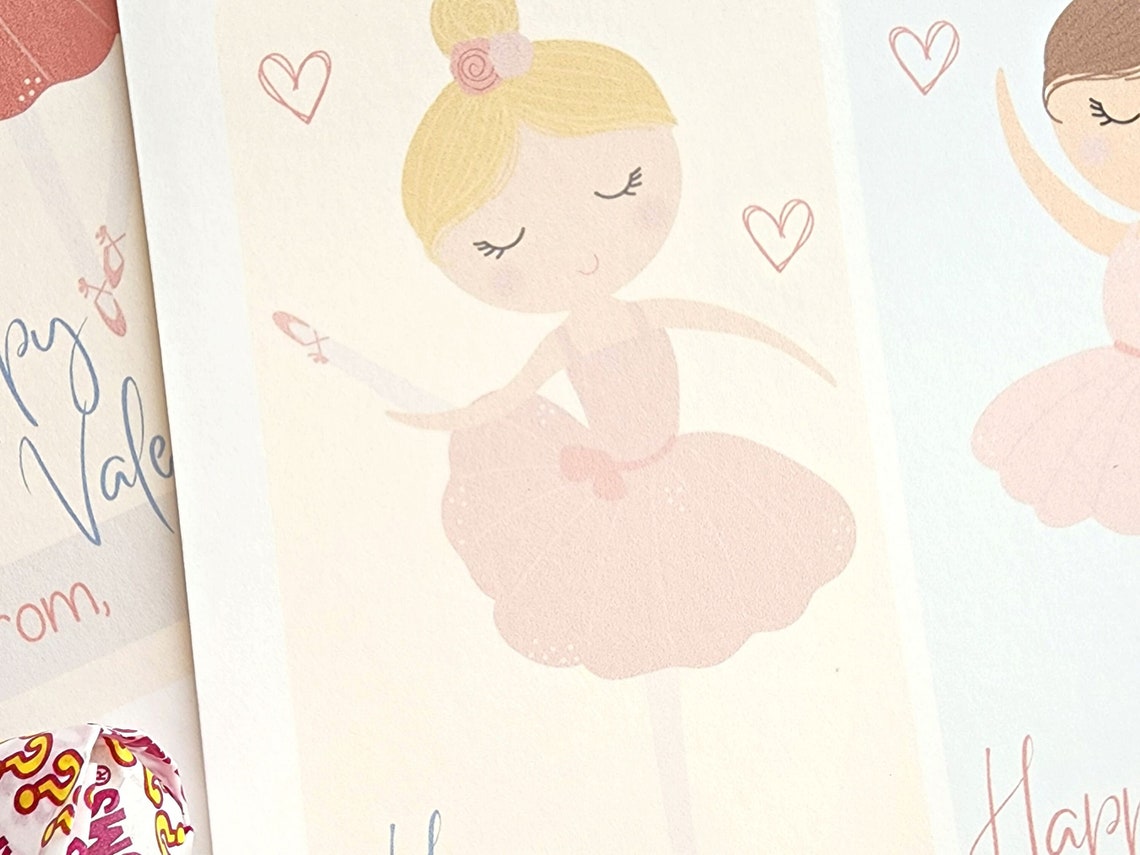 Ballerina Valentine's Cards Valentine's Day Gift - Etsy
