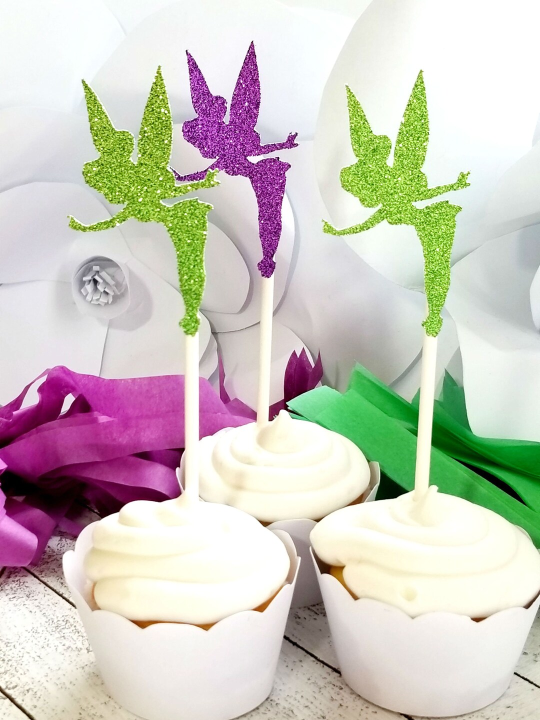 Fairy Cupcake Toppers in Apple Green and Purple, Fairy Party Ideas ...
