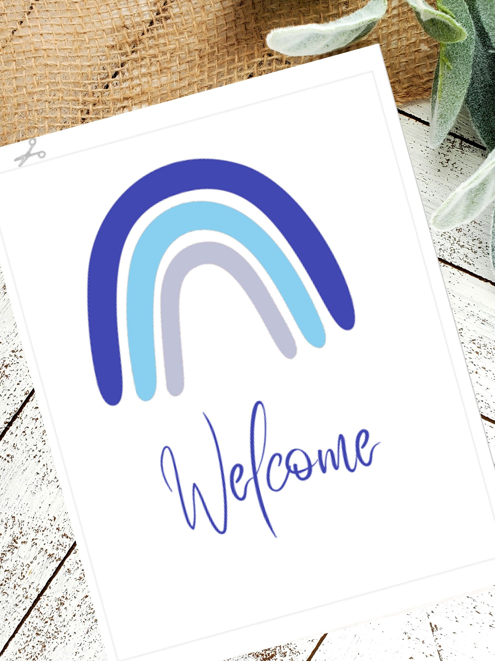 Printable Boho Blue Rainbow Welcome Sign 8 X 10 Rainbow - Etsy