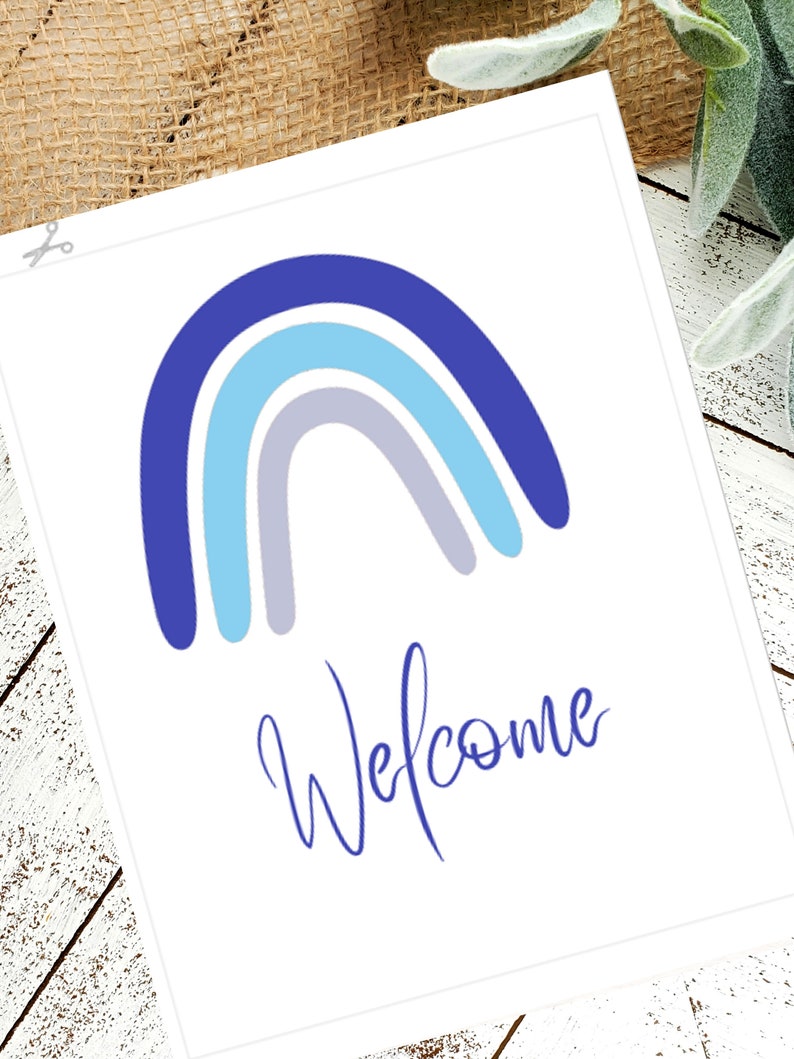 Printable Boho Blue Rainbow Welcome Sign 8 X 10 Rainbow - Etsy