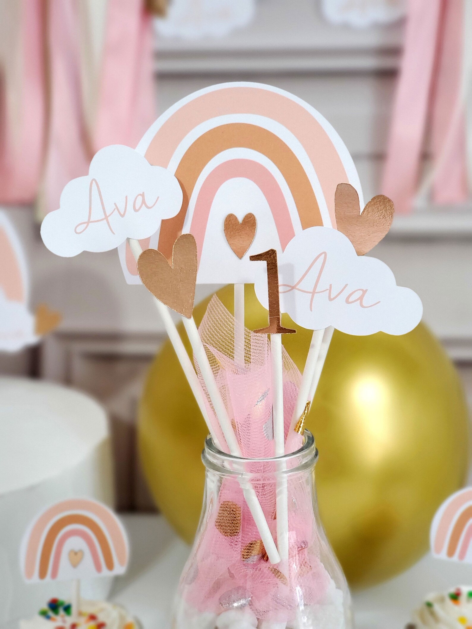 Boho Pink Rainbow Large Party Set Personalized Pink Rainbow - Etsy