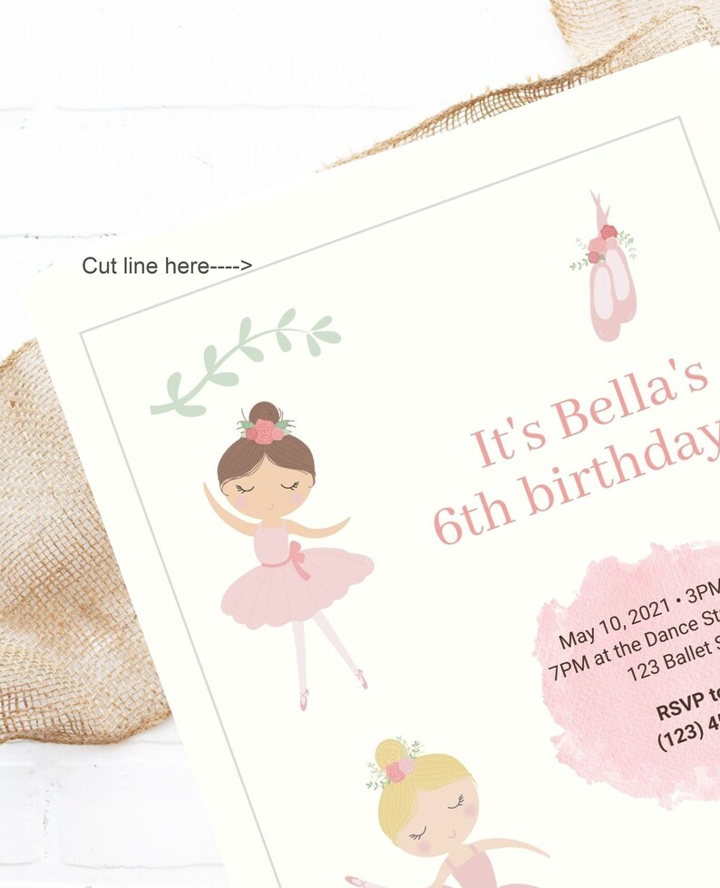 Editable Ballerina Birthday Invitation and Thank You Card Bundle ...