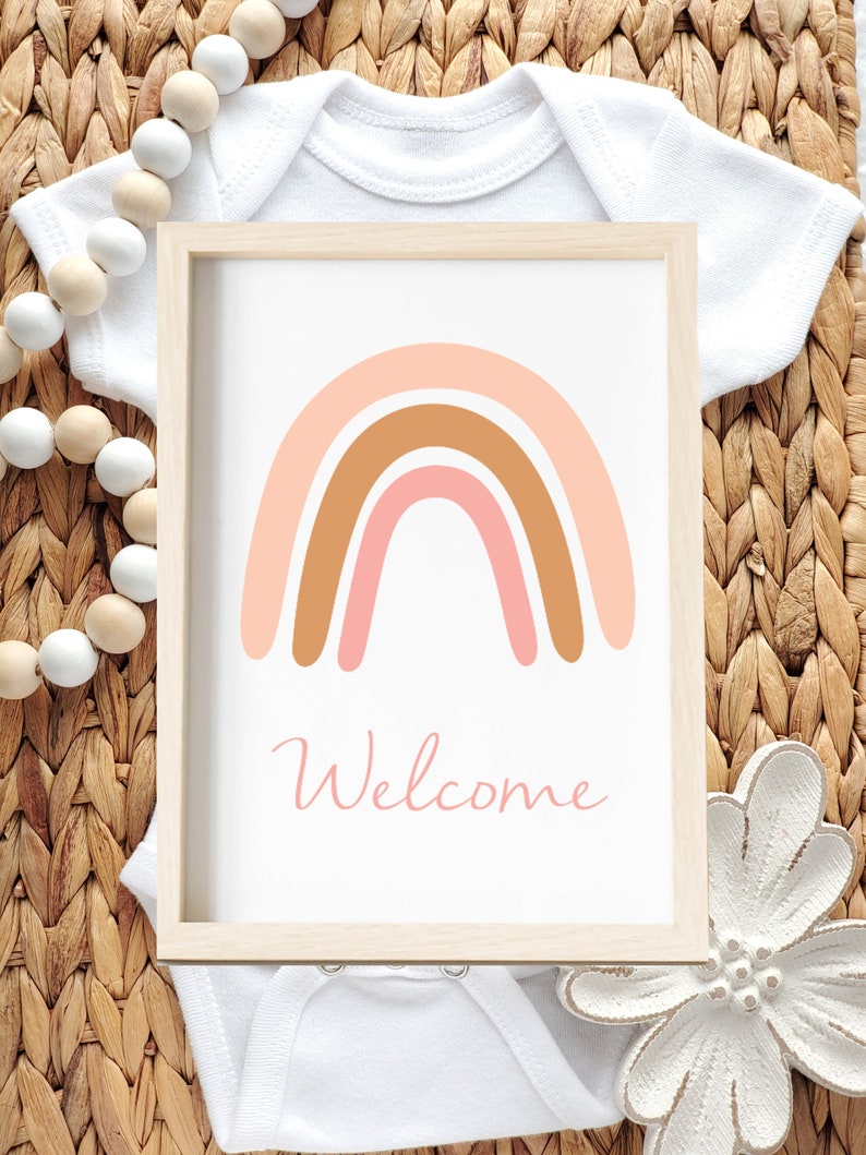Printable Boho Pink Rainbow Welcome Sign 8 X 10 Rainbow - Etsy