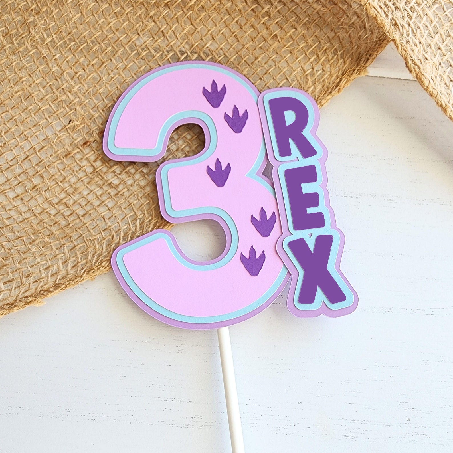 3 Rex Cake Topper Dinosaur Birthday Decoration - 3rd Birthday T-rex ...