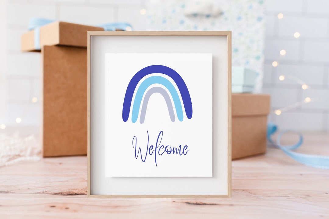 Printable Boho Blue Rainbow Welcome Sign 8 X 10 | Rainbow Party | Baby ...