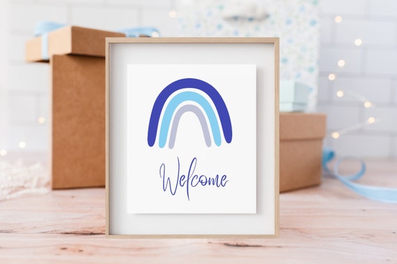 Printable Boho Blue Rainbow Welcome Sign 8 X 10 Rainbow - Etsy
