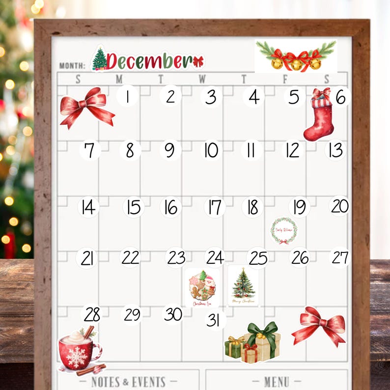 December Calendar Month Magnets | Custom Magnets for Whiteboards | 10 ...