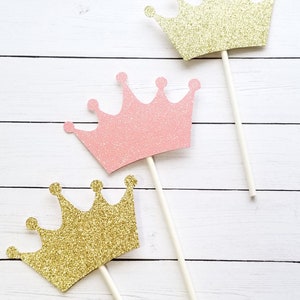 Princess Gold Crown Cupcake Toppers-party Decor-shower Decor-party ...