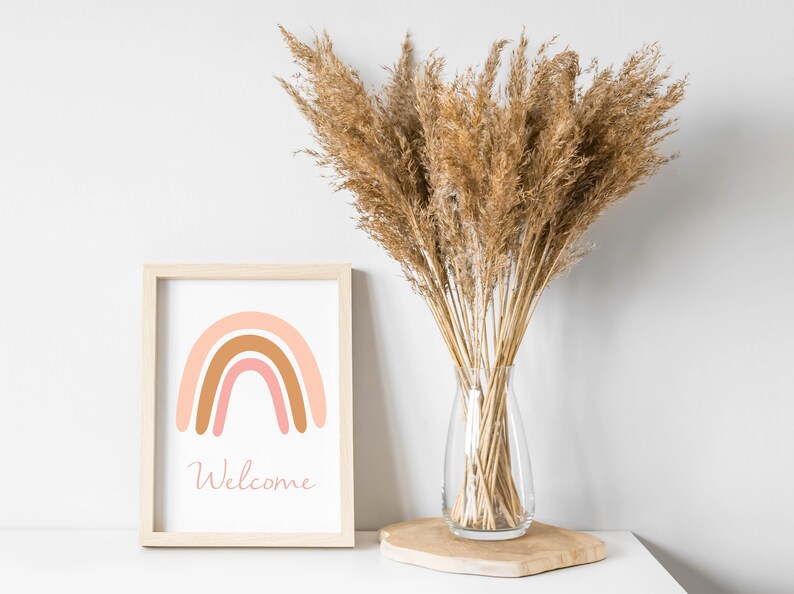 Printable Boho Pink Rainbow Welcome Sign 8 X 10 Rainbow - Etsy
