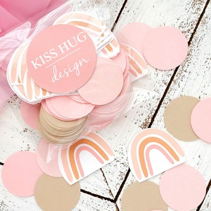 Boho Pink Rainbow Large Party Set | Personalized Pink Rainbow Cupcake ...