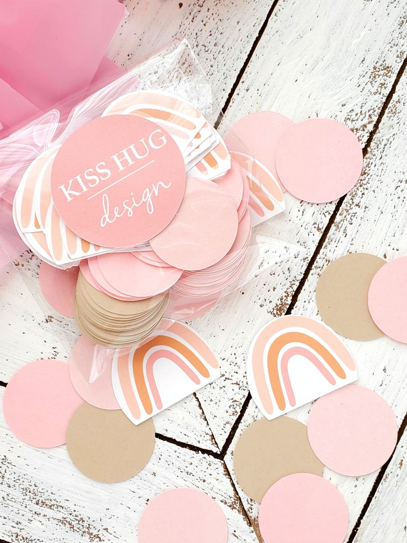 Pink Boho Rainbow Party Set | Personalized Pink Rainbow Cupcake Toppers ...
