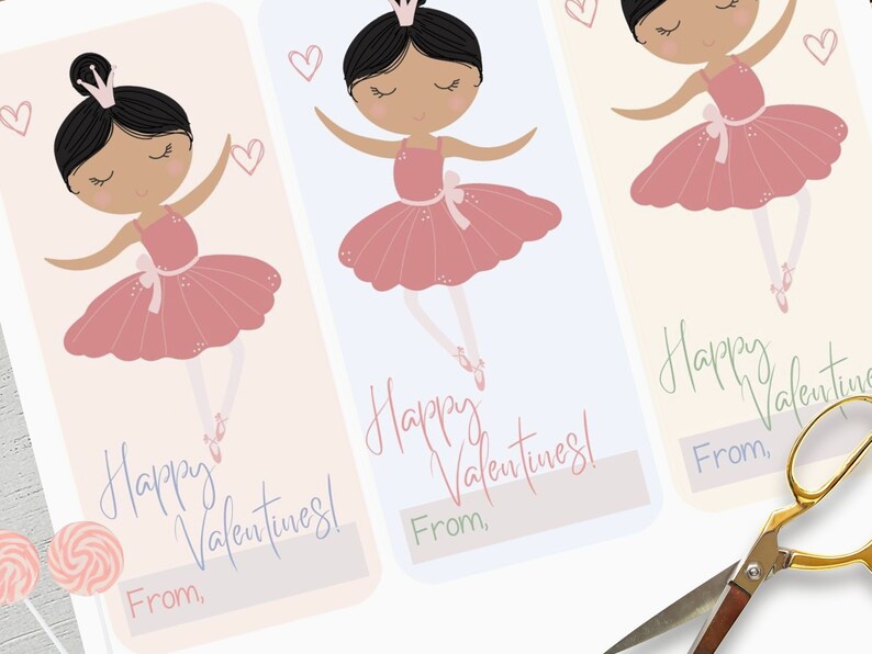 Ballerina Valentine's Day Cards Printable - Etsy
