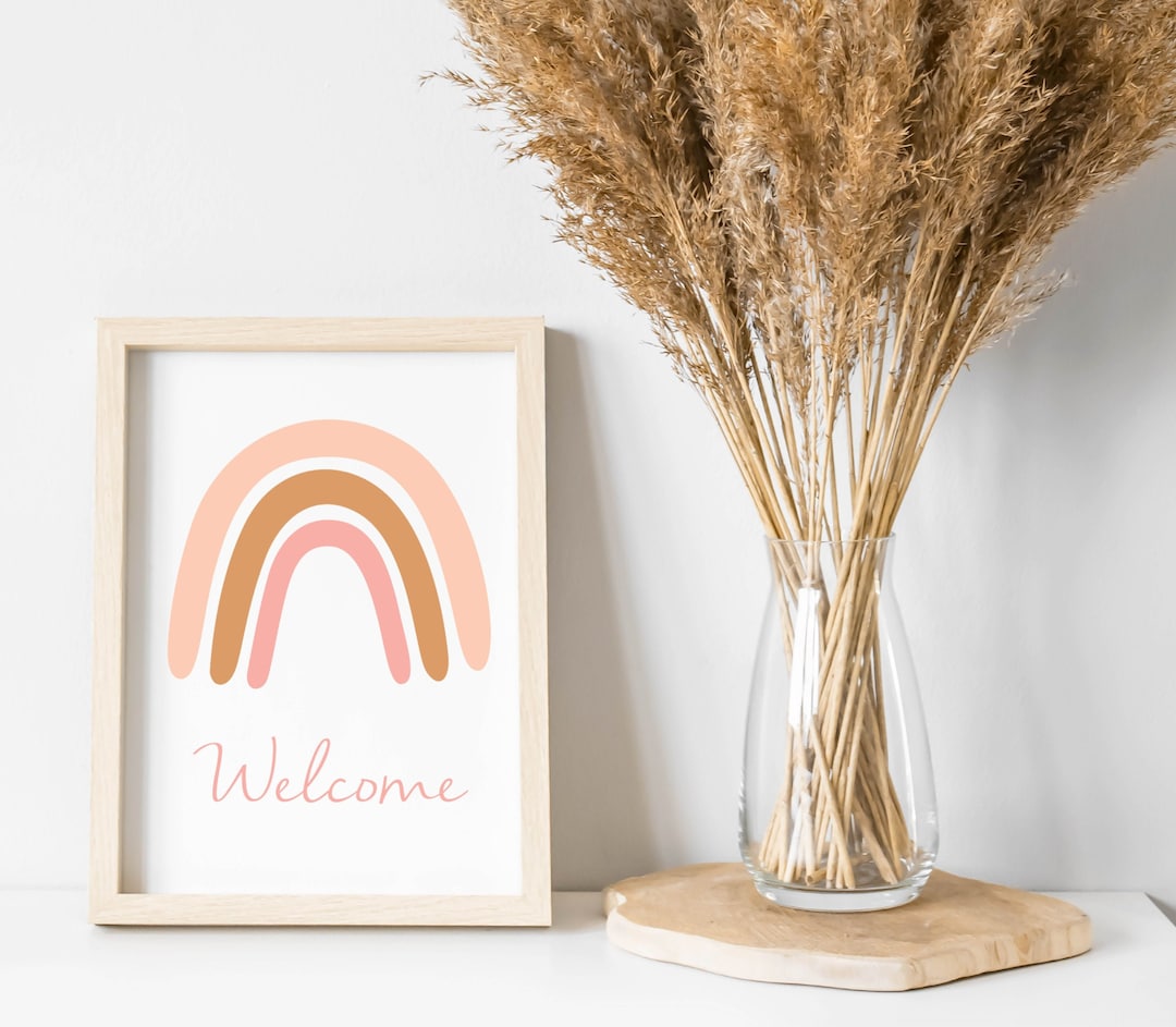 Printable Boho Pink Rainbow Welcome Sign 8 X 10 | Rainbow Birthday ...