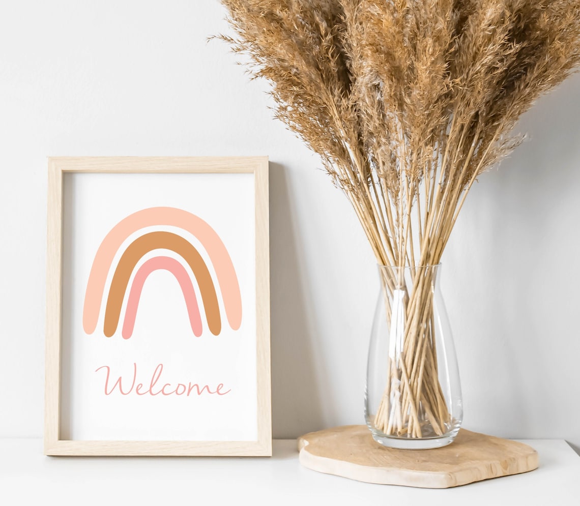 Printable Boho Pink Rainbow Welcome Sign 8 X 10 | Rainbow Birthday ...