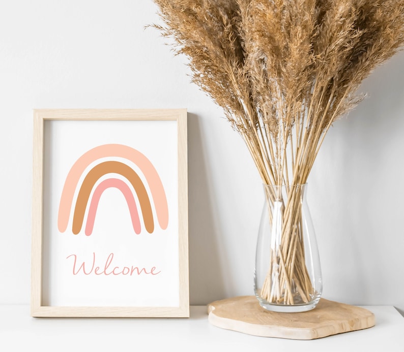 Printable Boho Pink Rainbow Welcome Sign 8 X 10 Rainbow - Etsy