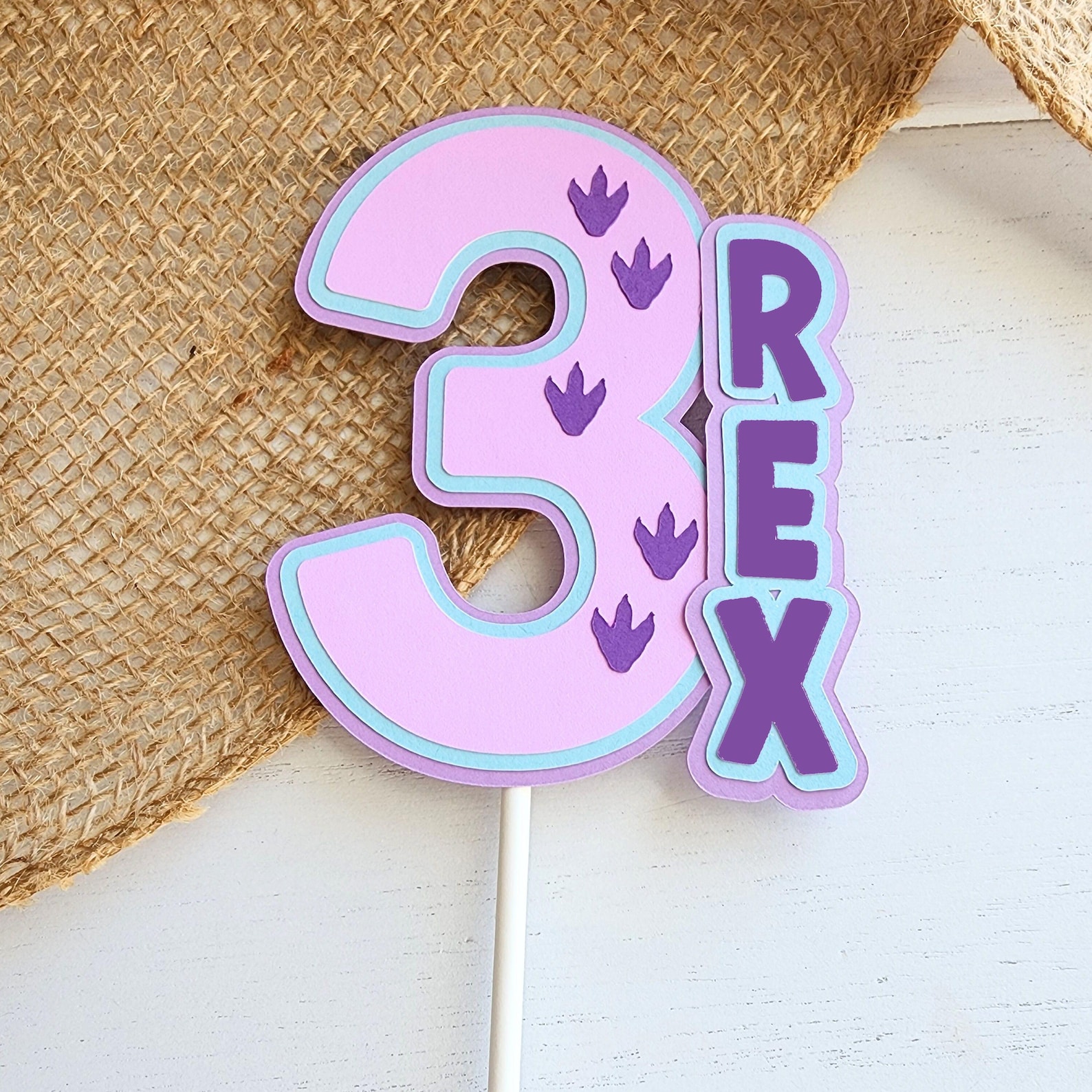 3 Rex Dinosaur Cake Topper - Roar Dinosaur Party Decor for 3rd Birthday ...