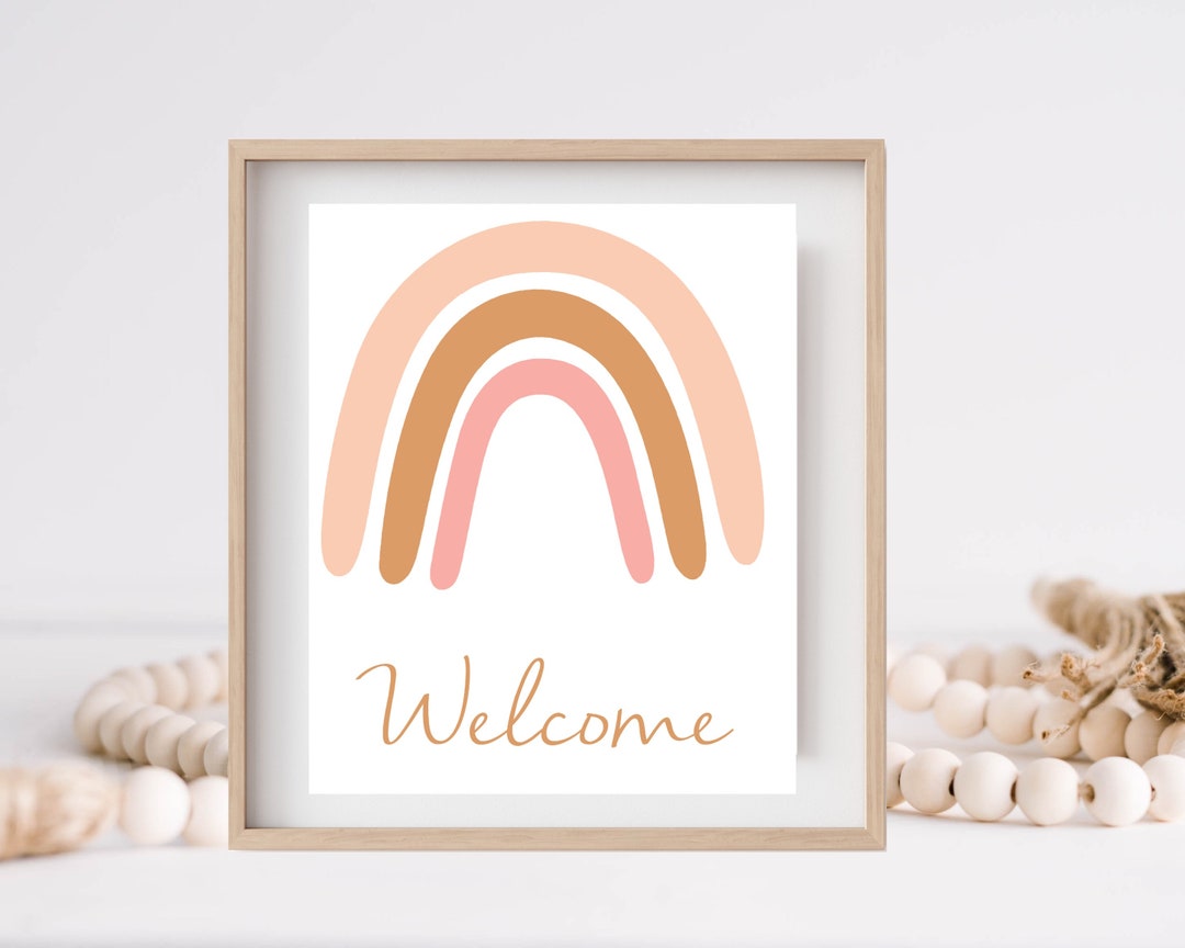 Printable Boho Pink Rainbow Welcome Sign 8 X 10 | Rainbow Party | Baby ...