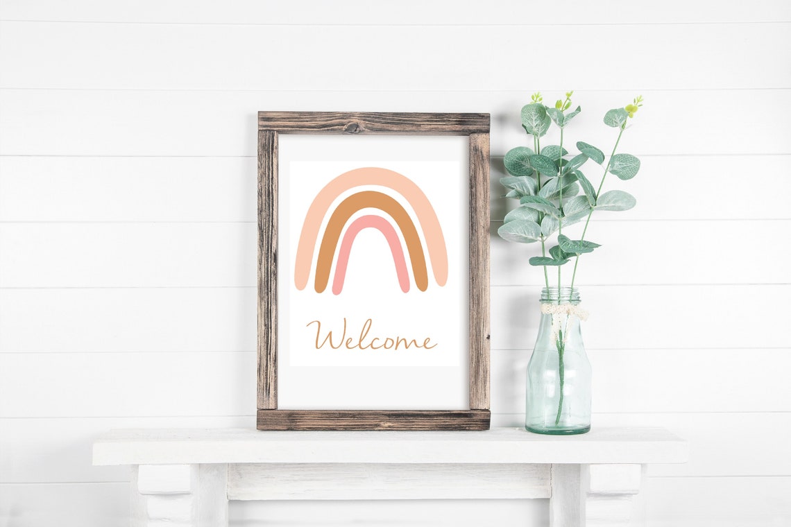 Printable Boho Pink Rainbow Welcome Sign 8 X 10 Rainbow - Etsy