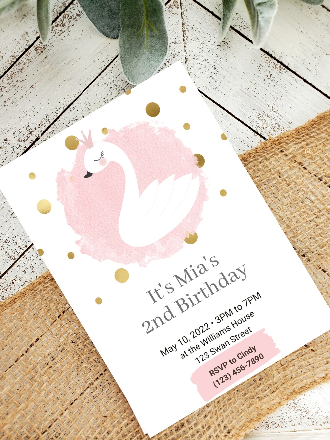 Editable Swan Princess Birthday Invitations Digital Download | Princess ...