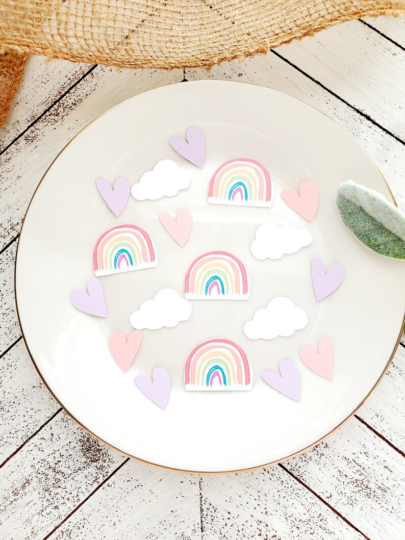 Pastel Watercolor Rainbow Confetti Rainbow Party Table | Etsy