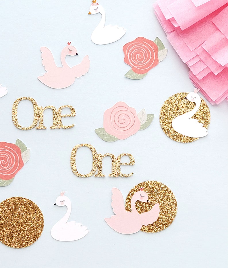Swan First Birthday Party Confetti | Swan Princess Birthday Party | the ...