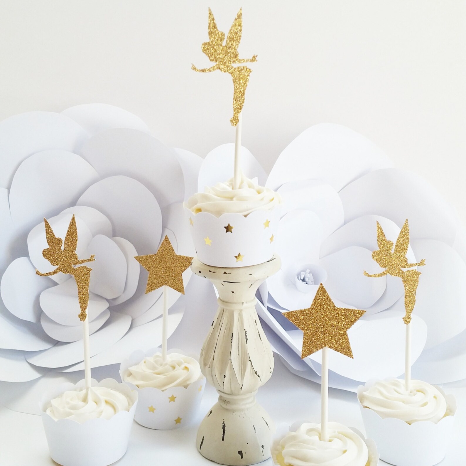Gold Fairy Cupcake Toppers-double Sided, Gold Fairy, Party Decor, Party ...