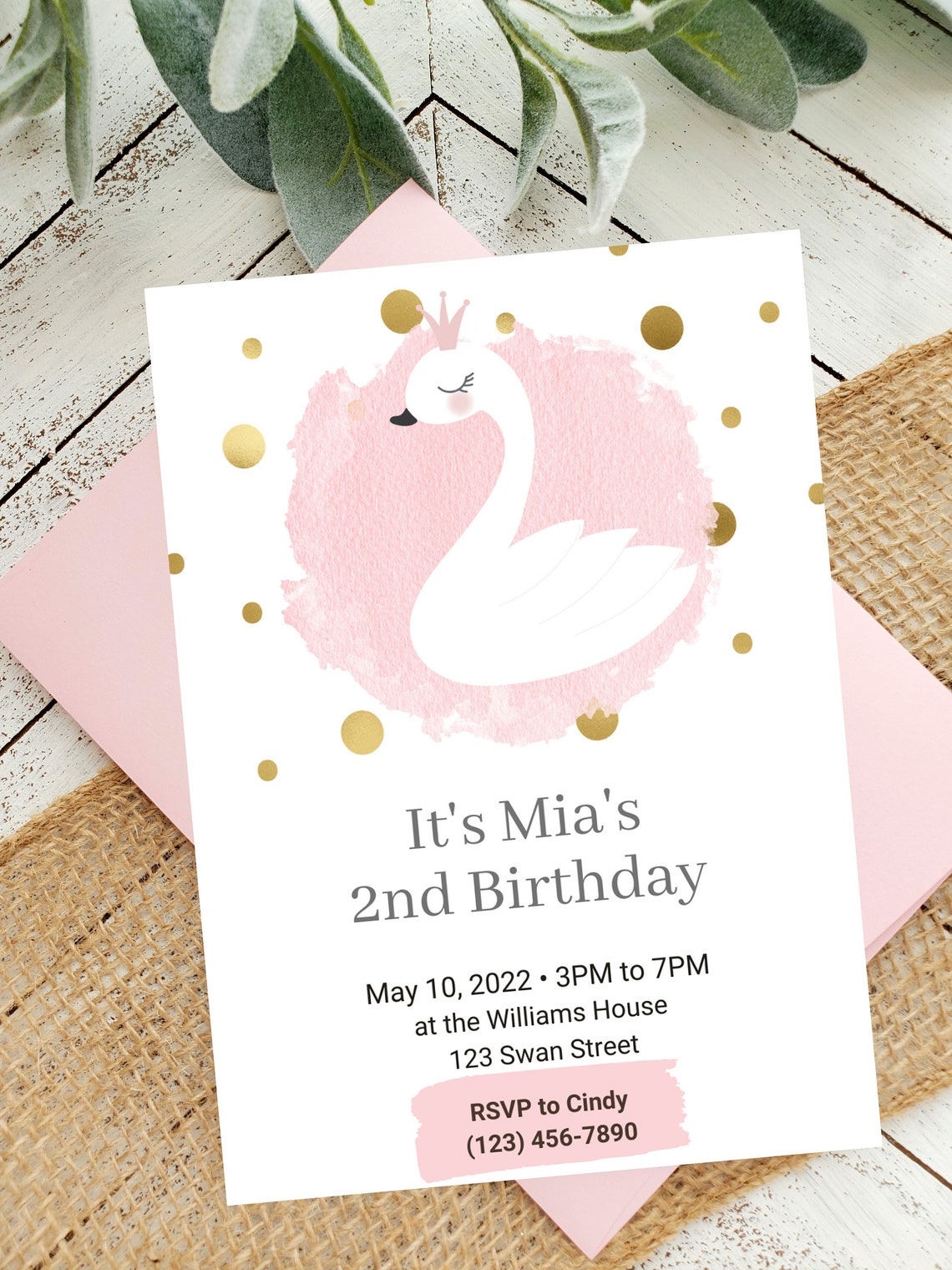 Editable Swan Princess Birthday Invitations Digital Download | Princess ...