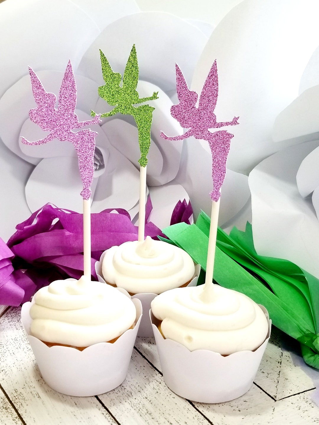 Toppers de cupcakes de hadas en verde manzana y lavanda, ideas de ...