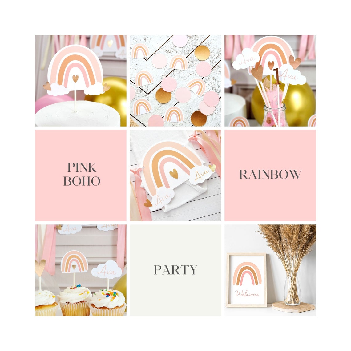 Boho Pink Rainbow Party Confetti | Table Confetti | Baby Shower - Etsy