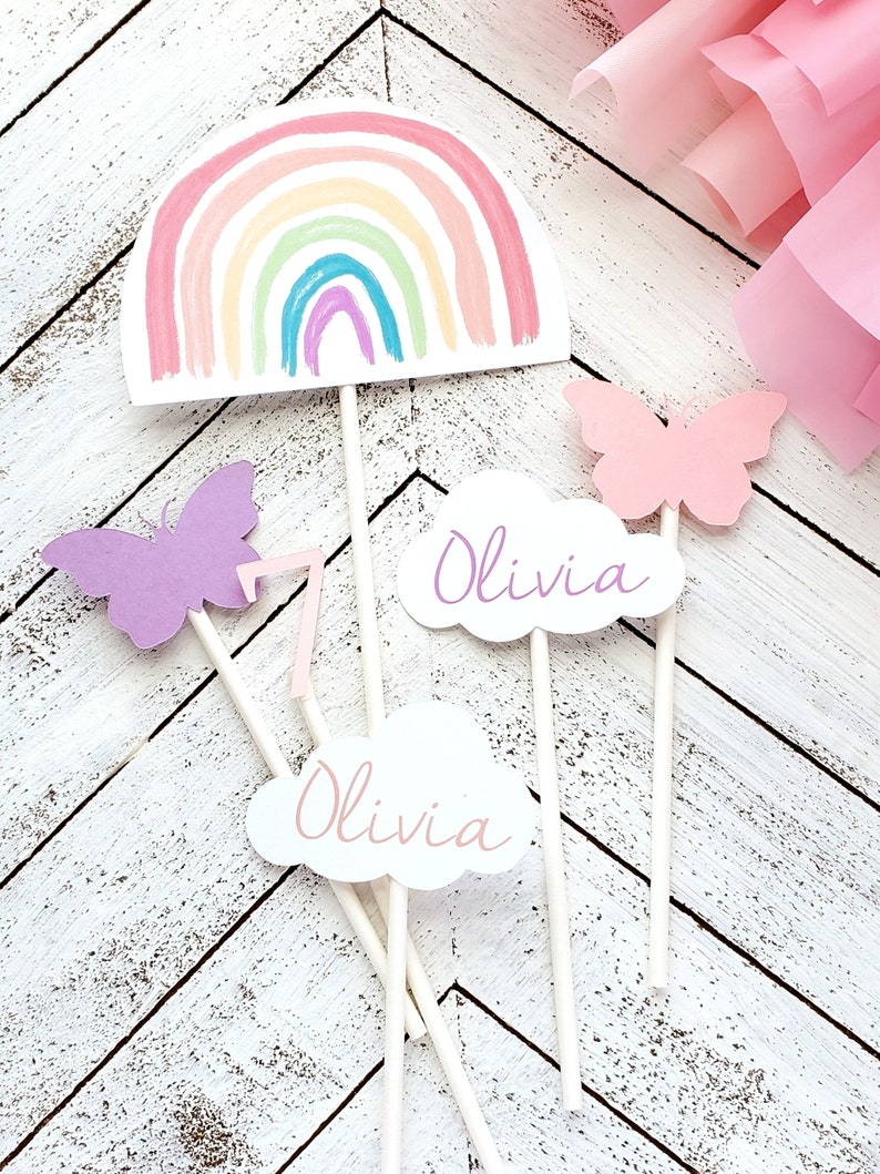 Personalized Pastels Rainbow and Butterflies 6 Piece - Etsy