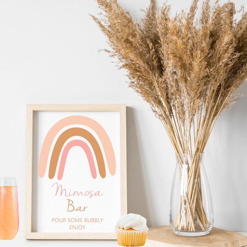 Mimosa Bar 8 X 10 Printable Sign | Boho Rainbow Party | Baby Shower ...