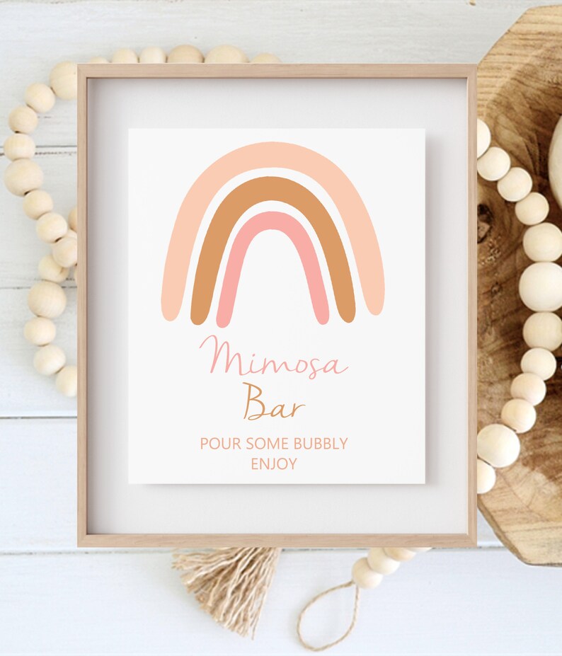 Mimosa Bar 8 X 10 Printable Sign | Boho Rainbow Party | Baby Shower ...