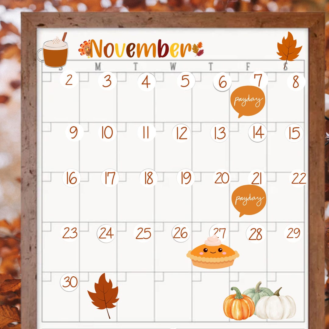 November Calendar Month Magnets | Custom Magnets for Whiteboards ...