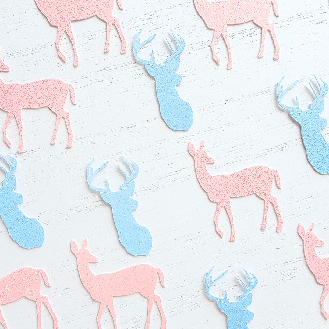 Buck and Doe Gender Reveal Confetti - Pink and Blue Glitter Deer Baby ...