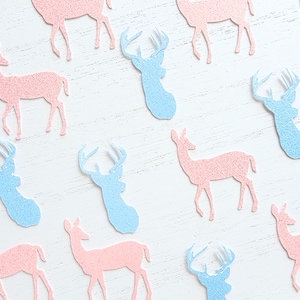 Buck and Doe Gender Reveal Confetti - Pink and Blue Glitter Deer Baby ...