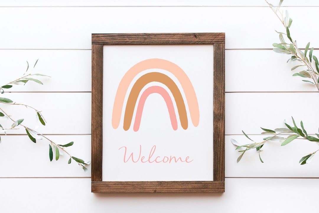 Boho Pink Rainbow Welcome Sign 8 X 10 | Birthday Party | Baby Shower ...