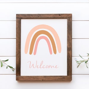 Boho Pink Rainbow Welcome Sign 8 X 10 Birthday Party Baby Shower Decor ...