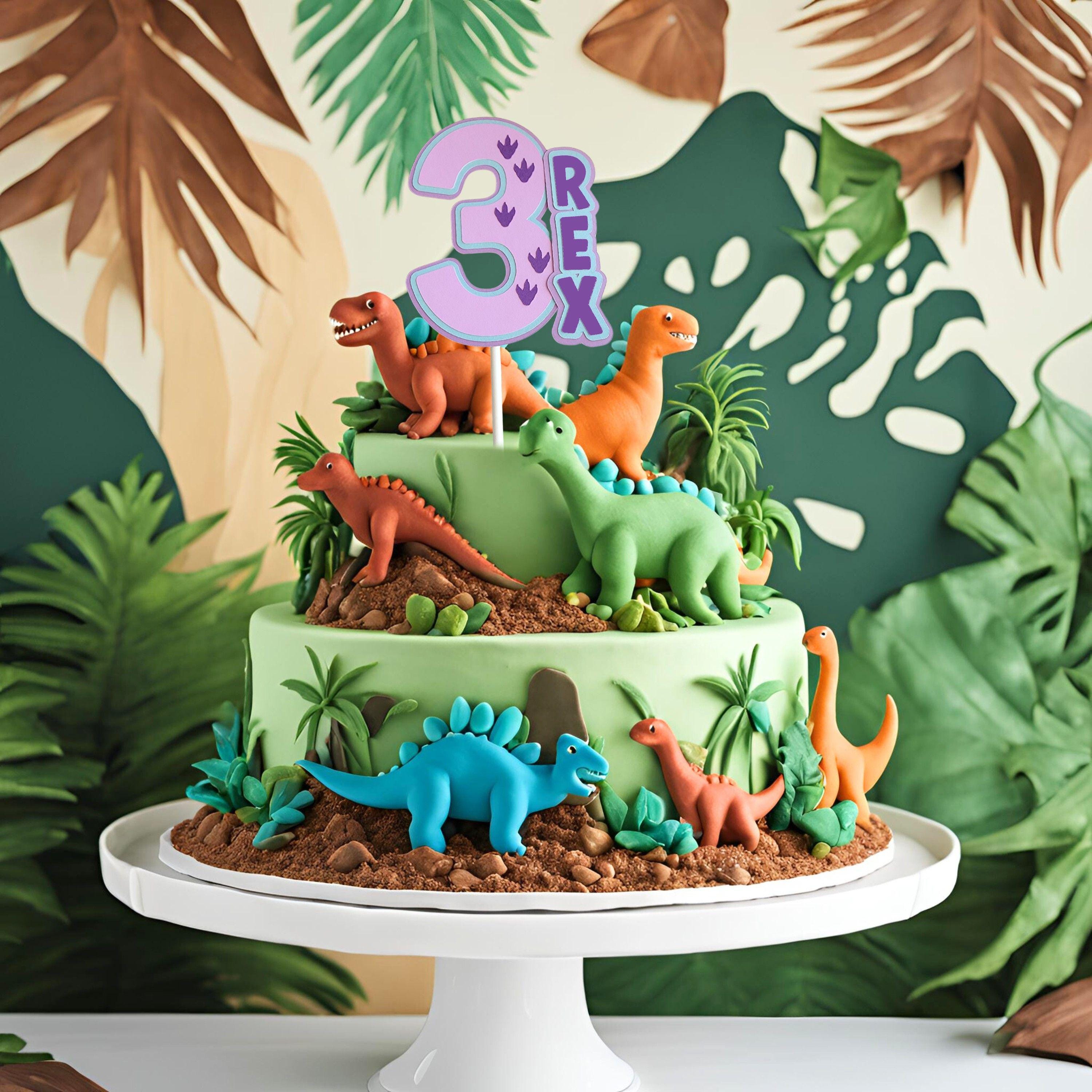 3 Rex Cake Topper Dinosaur Birthday Decoration - 3rd Birthday T-rex ...