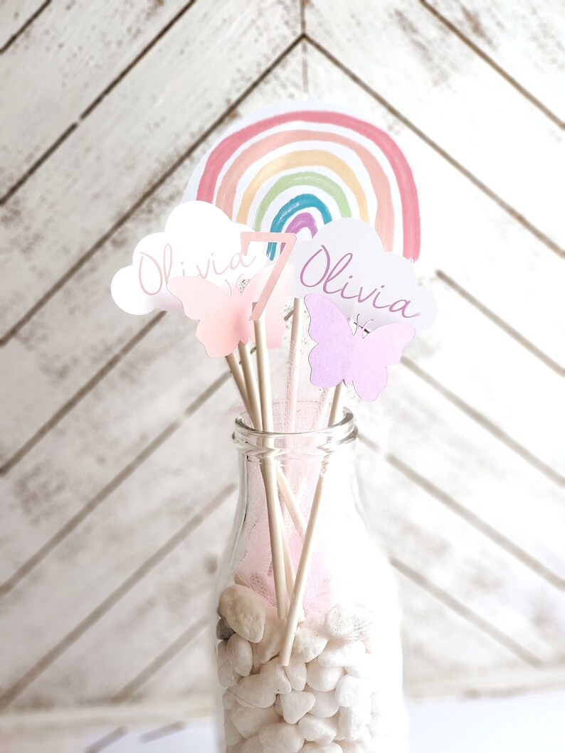 Personalized Pastels Rainbow and Butterflies 6 Piece - Etsy