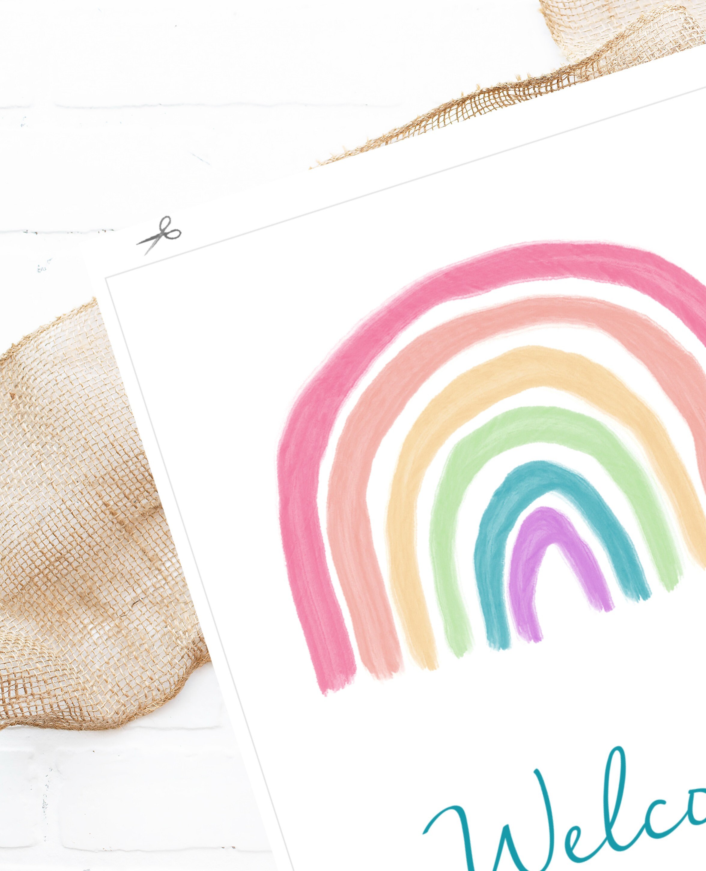 Printable Watercolor Rainbow Welcome Sign 8 x 10 Rainbow | Etsy