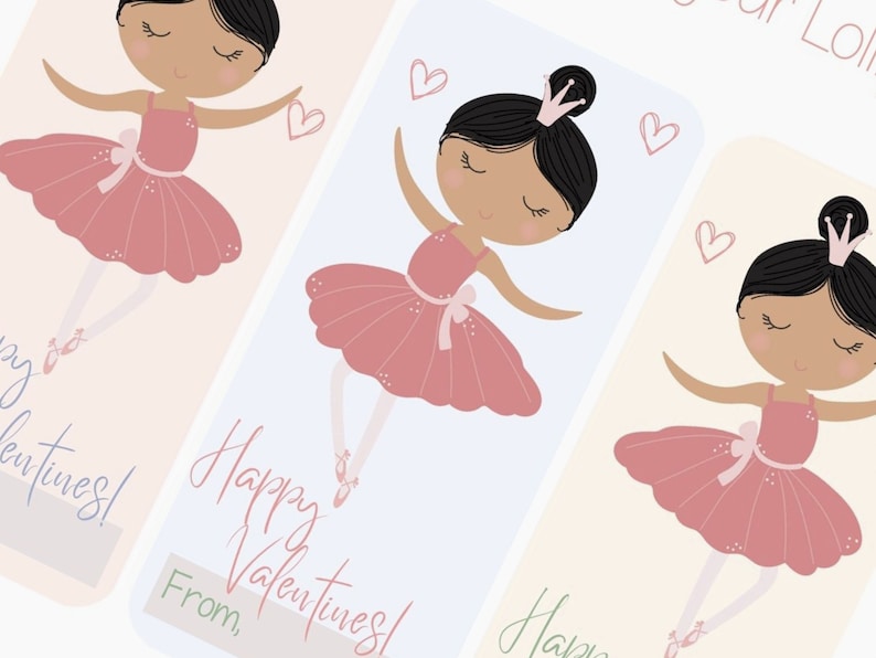 Ballerina Valentine's Day Cards Printable - Etsy
