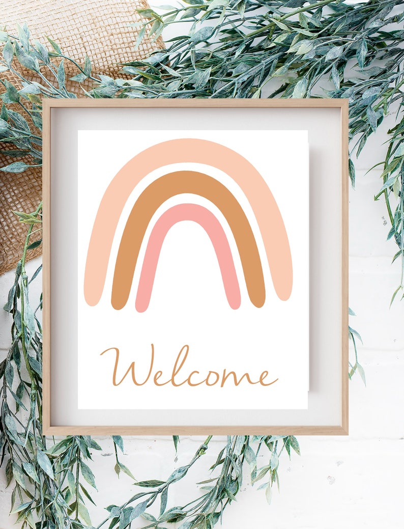 Printable Boho Pink Rainbow Welcome Sign 8 X 10 Rainbow - Etsy